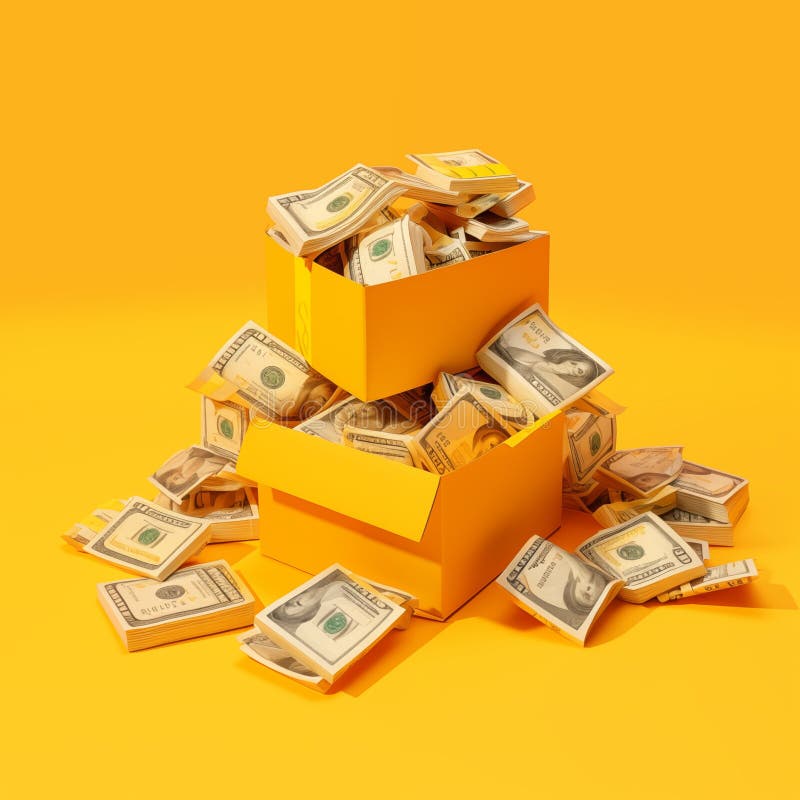 Paper Currency in Yellow Boxes. by Generative Ai Stock Illustration ...
