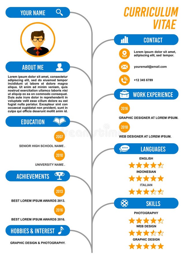 A4 Curriculum Vitae / Resume Design Template Vector. Stock Illustration ...