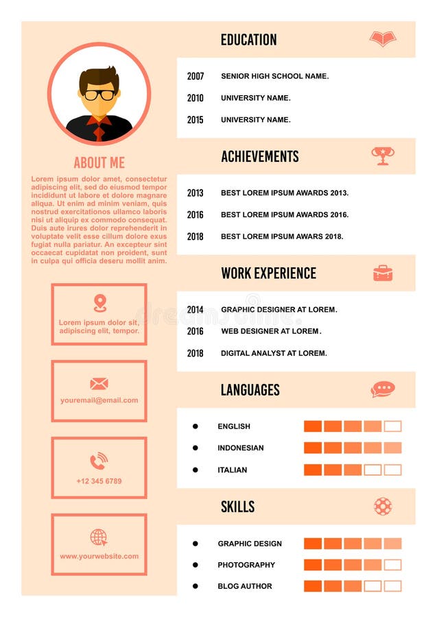 A4 Curriculum Vitae / Resume Design Template Vector. Stock Illustration ...
