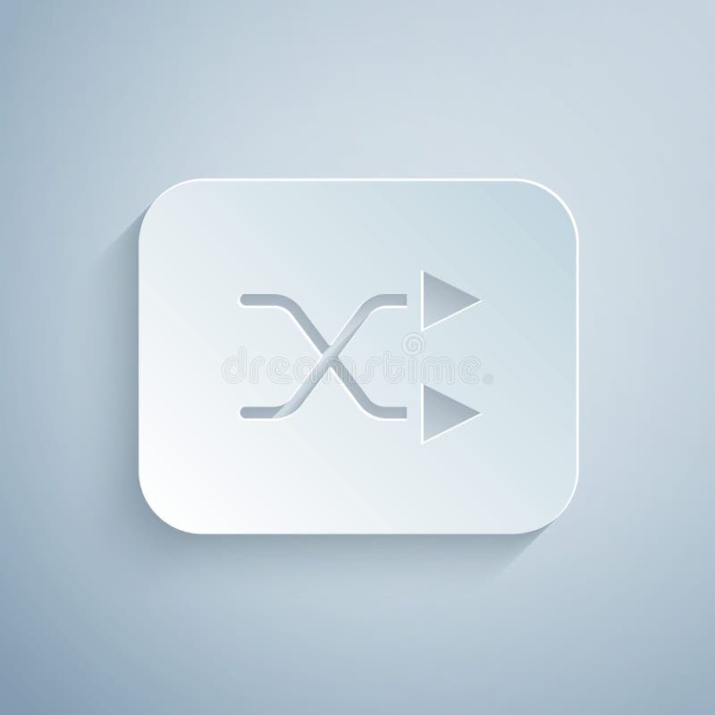 Paper Cut Arrow Shuffle Icon Isolated on Grey Background. Paper Art ...