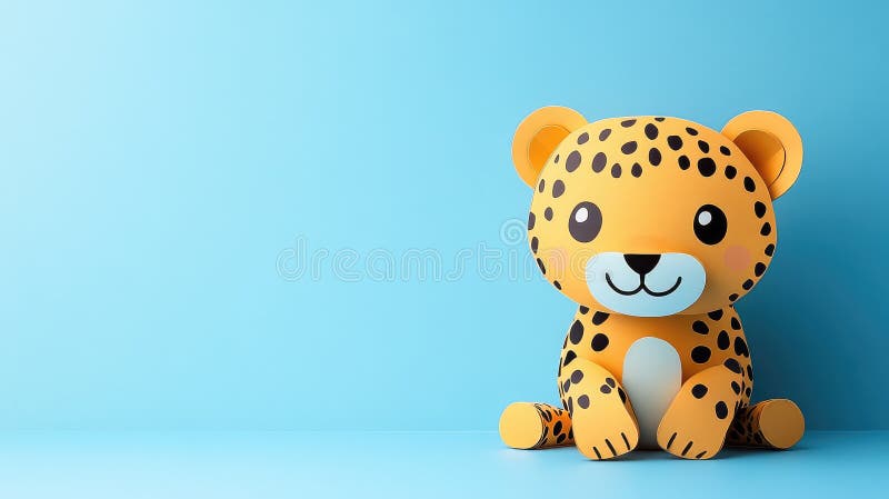Paper Cut Art of a Cute Leopard on Blue Background Stock Illustration ...