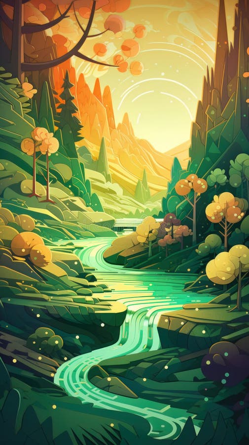 Paper Cut Art Work with Green Nature Forest. Generative AI Stock ...