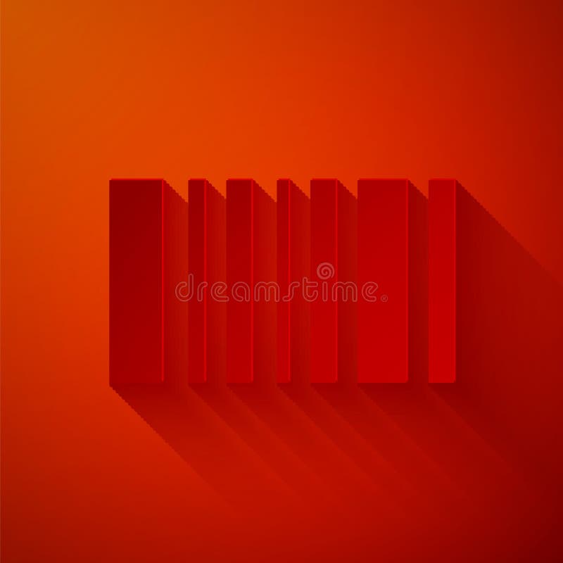Paper Cut Barcode Icon Isolated on Red Background. Paper Art Style ...