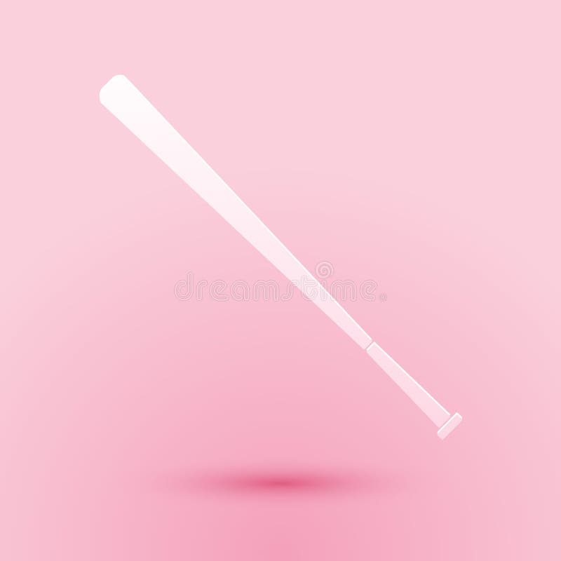 Paper Cut Baseball Bat Icon Isolated on Pink Background. Paper Art ...