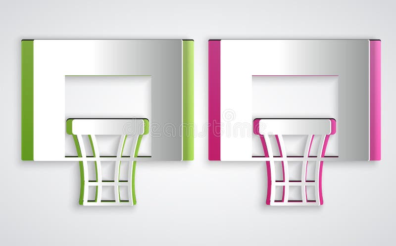 Paper Cut Basketball Backboard Icon Isolated on Grey Background. Paper ...