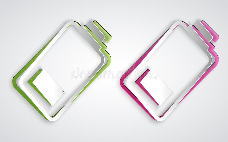 Paper Cut Battery Charge Level Indicator Icon Isolated on Grey ...
