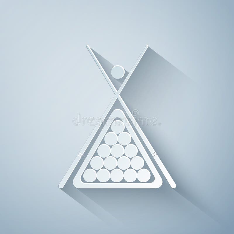 Paper Cut Billiard Cue and Balls in a Rack Triangle Icon Isolated on ... Paper Cut Billiard Cue and Balls in a Rack Triangle Icon Isolated on ...