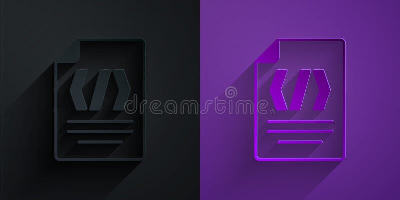 Paper Cut Binary Code Icon Isolated on Black on Purple Background ...
