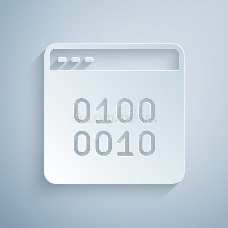 Paper Cut Binary Code Icon Isolated on Grey Background. Paper Art Style ...