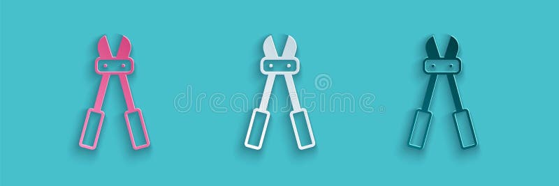 Paper Cut Bolt Cutter Icon Isolated on Blue Background. Scissors for ...