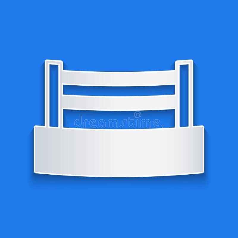 Paper Cut Boxing Ring Icon Isolated on Blue Background. Paper Art Style ...