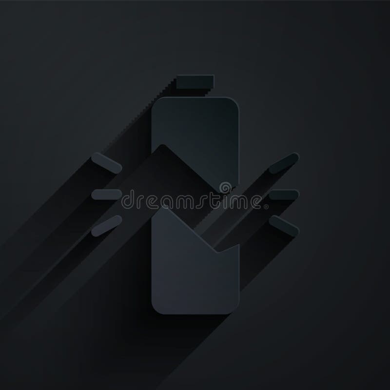 Paper Cut Broken Battery Icon Isolated on Black Background. Paper Art ...