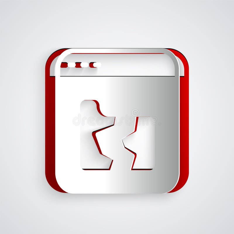 Paper Cut Broken File Icon Isolated on Grey Background. Paper Art Style ...