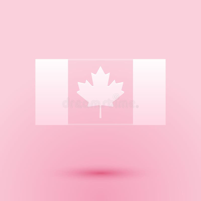 Paper Cut Canada Flag Icon Isolated on Pink Background. Paper Art Style ...