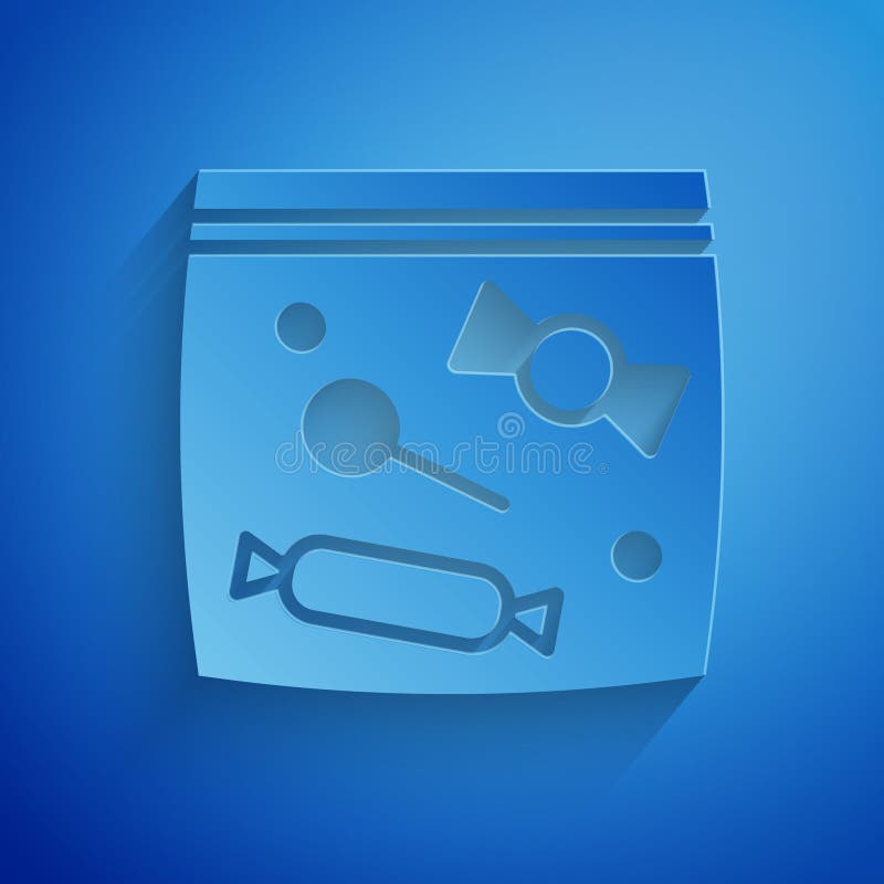 Paper Cut Candy Packaging for Sweets Icon Isolated on Blue Background ...
