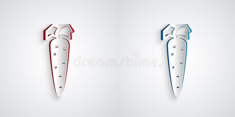 Paper Cut Carrot Icon Isolated on Grey Background. Paper Art Style ...