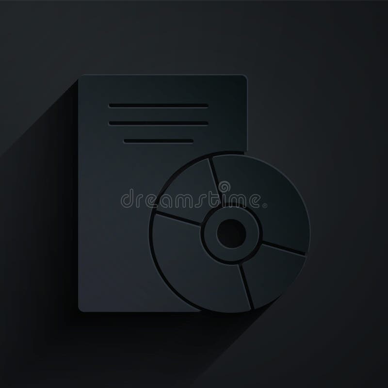 Paper Cut CD or DVD Disk Icon Isolated on Black Background. Compact ...