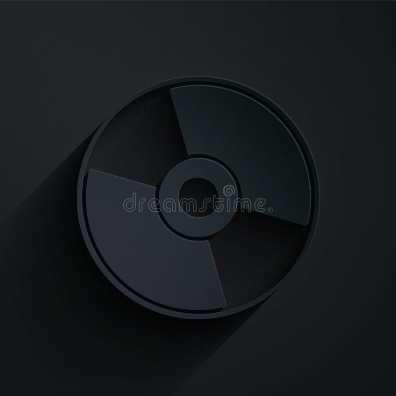 Paper Cut CD or DVD Disk Icon Isolated on Black Background. Compact ...