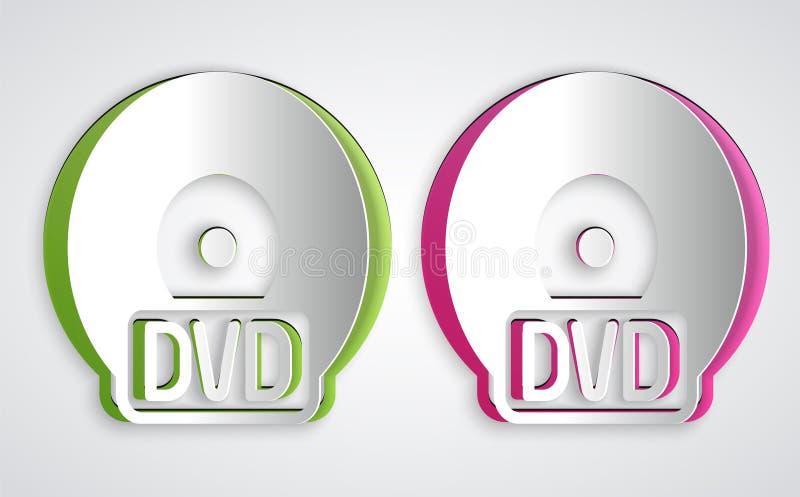 Paper Cut CD or DVD Disk Icon Isolated on Grey Background. Compact Disc ...
