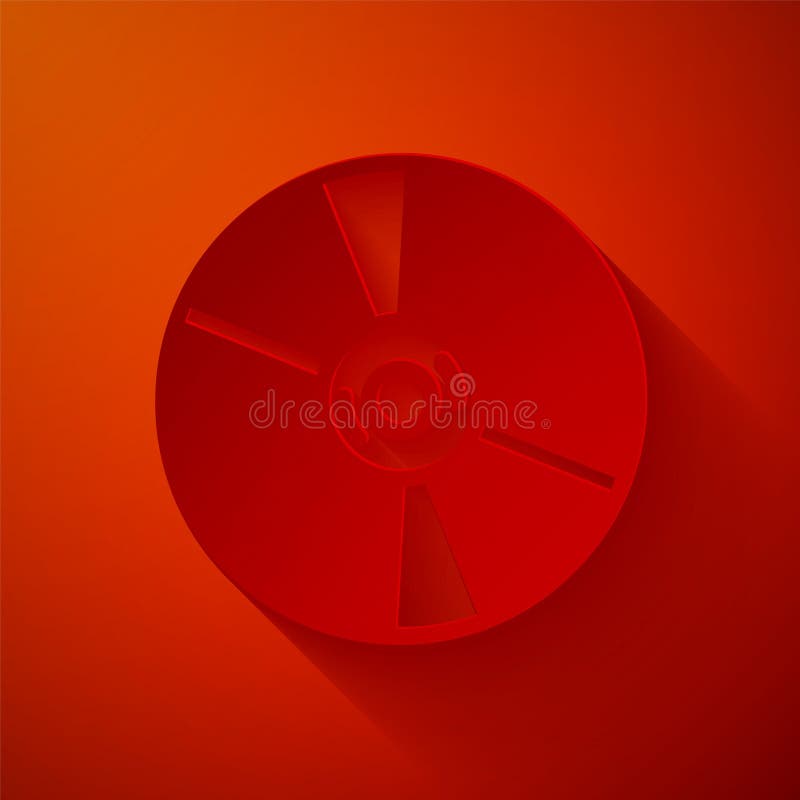 Paper Cut CD or DVD Disk Icon Isolated on Red Background. Compact Disc ...