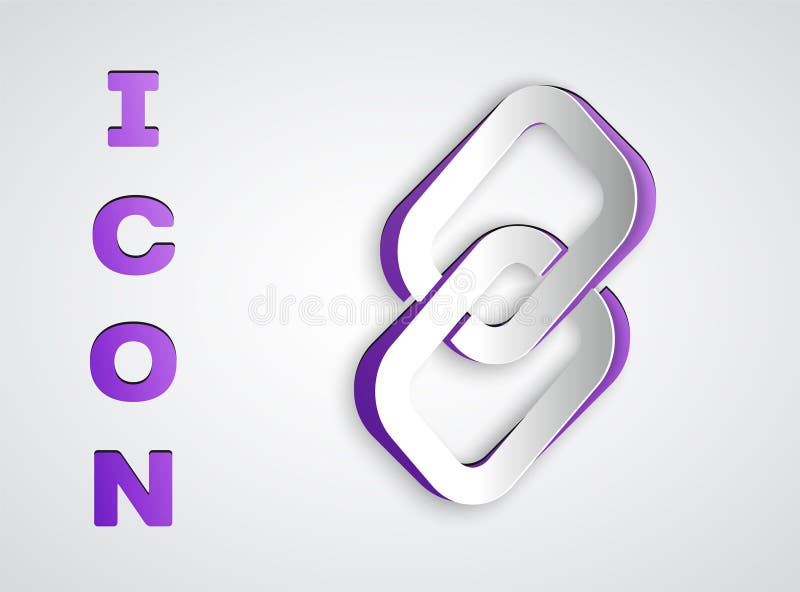 Paper Cut Chain Link Icon Isolated on Grey Background. Link Single ...