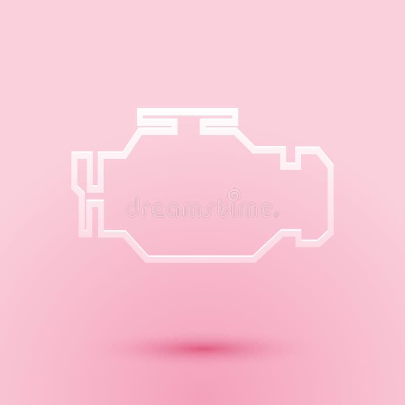 Paper Cut Check Engine Icon Isolated on Pink Background. Paper Art ...