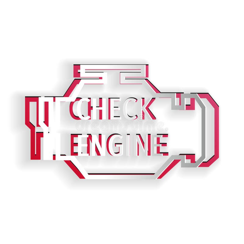 Paper Cut Check Engine Icon Isolated on White Background. Paper Art ...