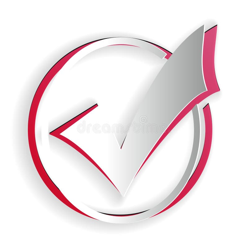 Paper Cut Check Mark in Round Icon Isolated on White Background. Check ...
