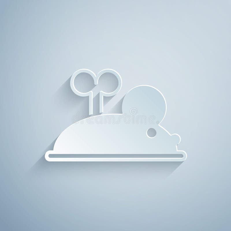 Paper Cut Clockwork Mouse Icon Isolated on Grey Background. Wind Up ...