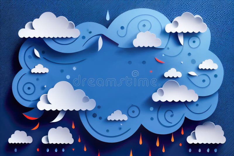 Paper Cut Cloud Banner with Space for Text. Generative AI Stock ...