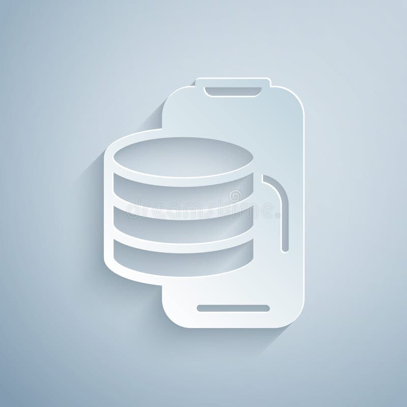 Paper Cut Cloud Technology Data Transfer and Storage Icon Isolated on Grey Background. Paper Art ...