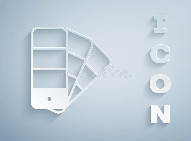 Paper Cut Color Palette Guide Icon Isolated on Grey Background. Paper ...