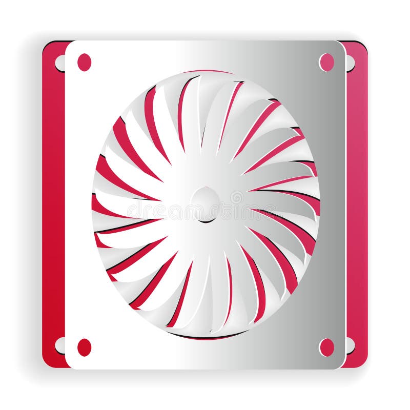 Paper Cut Computer Cooler Icon Isolated on White Background. PC ...