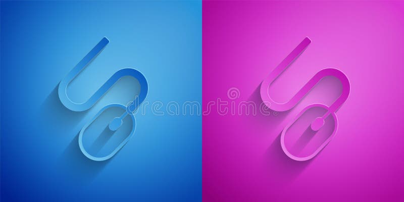 Paper Cut Computer Mouse Icon Isolated on Blue and Purple Background ...
