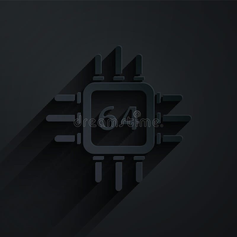 Paper Cut Computer Processor with Microcircuits CPU Icon Isolated on ...