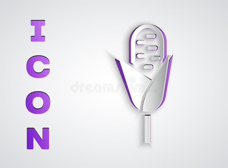 Paper Cut Corn Icon Isolated on Grey Background. Paper Art Style Stock ...