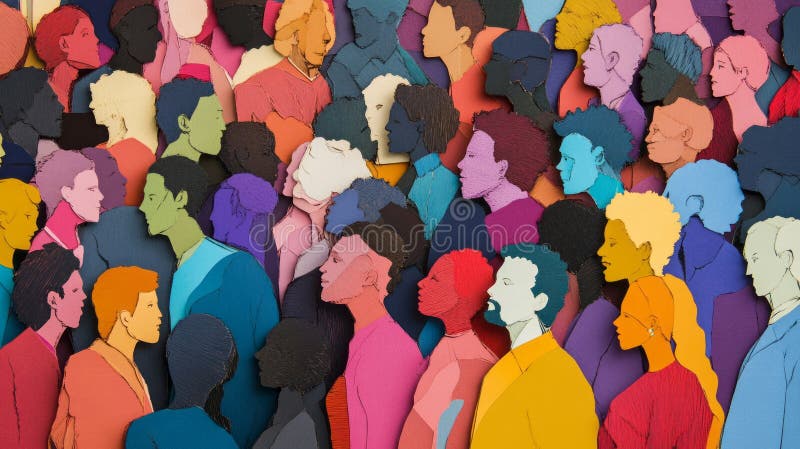 Paper Cut of a Crowd with Diverse People Stock Image - Image of ...