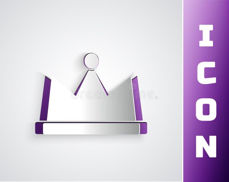 Paper Cut Crown Icon Isolated on Grey Background. Paper Art Style Stock ...