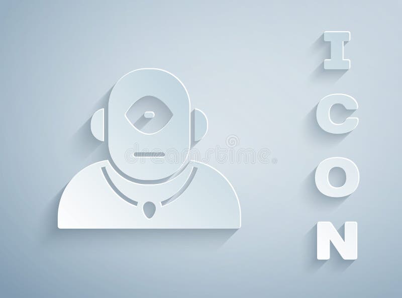 Paper Cut Cyclops Icon Isolated on Grey Background. Paper Art Style ...