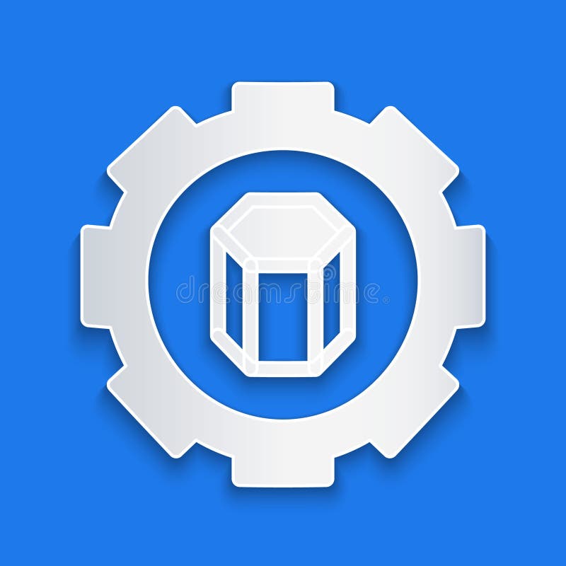 Paper Cut 3D Printer Setting Icon Isolated on Blue Background. 3d ...