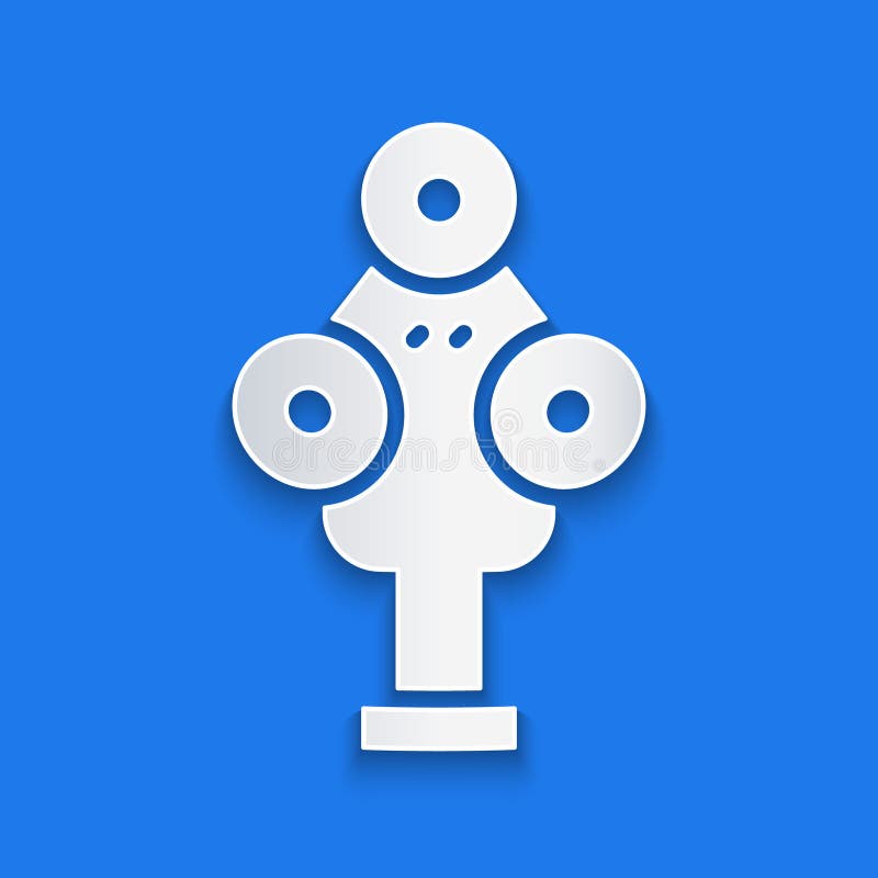 Paper Cut 3D Scanner Icon Isolated on Blue Background. Paper Art Style ...