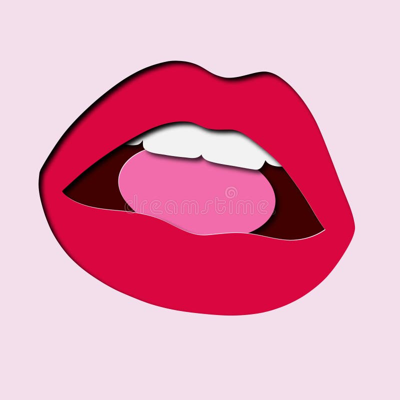 Paper Cut Deep Style Paper Art Lips, Mouth Stock Vector - Illustration ...