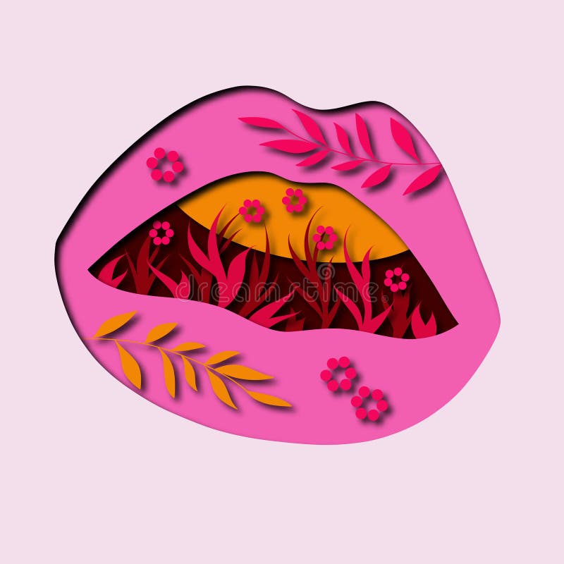 Paper Cut Deep Style Paper Art Lips, Mouth Stock Vector - Illustration ...
