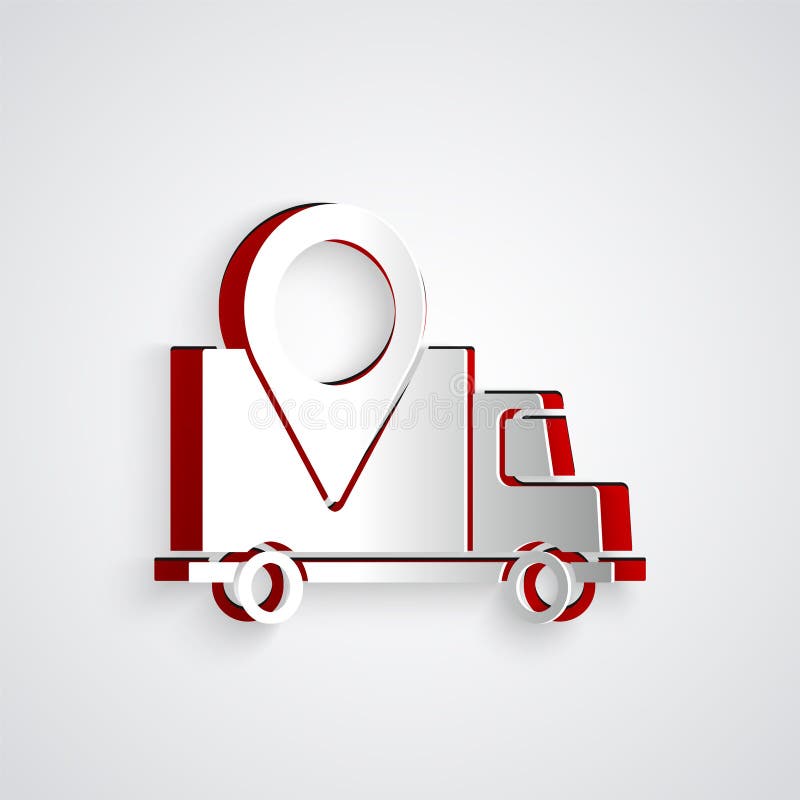 Paper Cut Delivery Tracking Icon Isolated on Grey Background. Parcel ...
