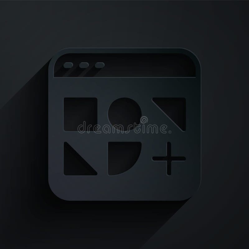 Paper Cut Different Files Icon Isolated on Black Background. Paper Art ...