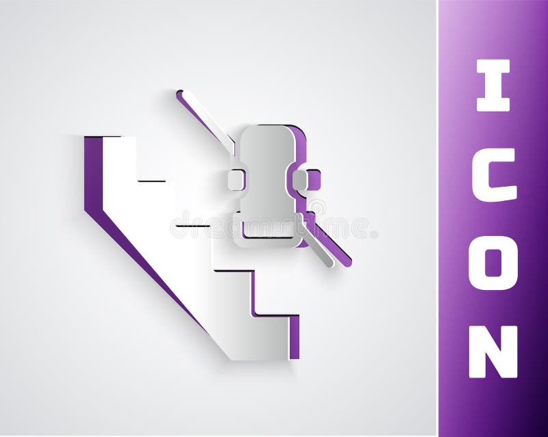 Paper Cut Disabled Access Elevator Lift Escalator Icon Isolated on Grey ...