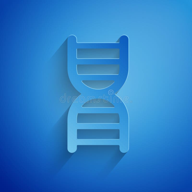 Paper Cut DNA Symbol Icon Isolated on Blue Background. Paper Art Style ...