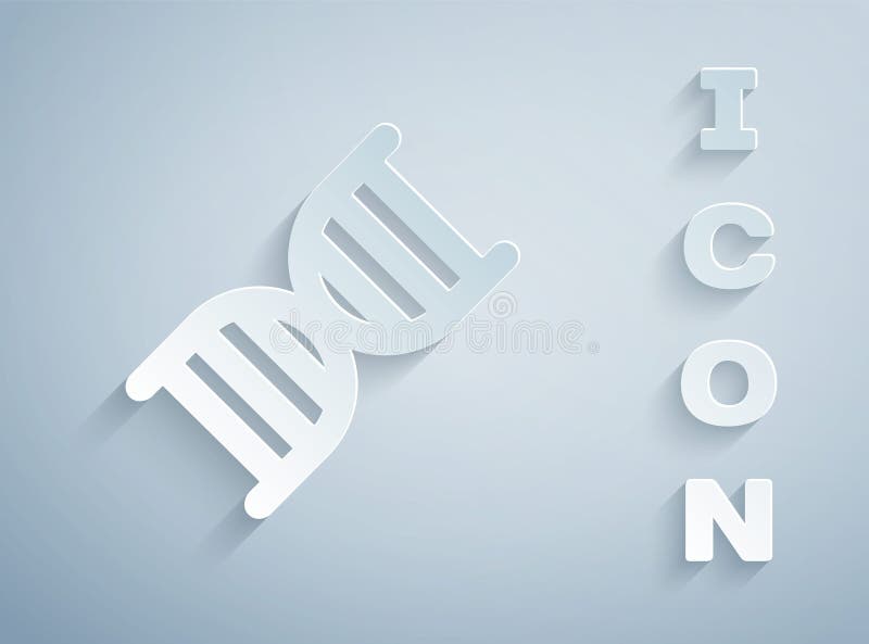 Paper Cut DNA Symbol Icon Isolated on Grey Background. Paper Art Style ...