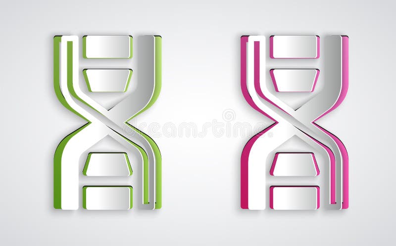 Paper Cut DNA Symbol Icon Isolated on Grey Background. Paper Art Style ...