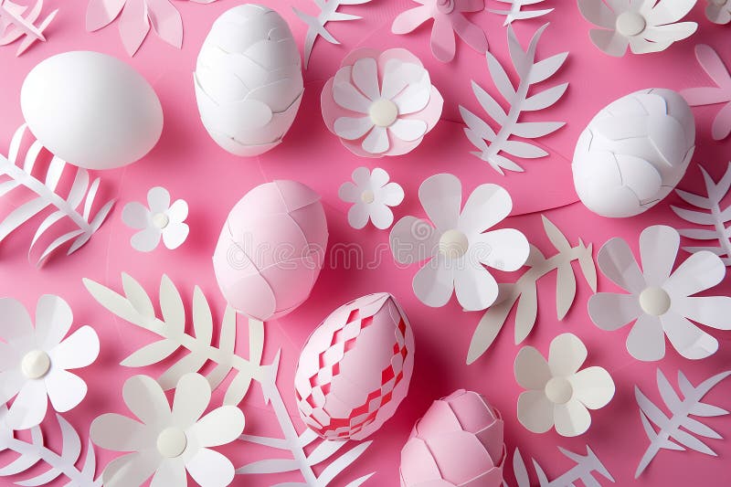 Paper Cut Easter Background. Hand Made Easter Composition with Easter ...